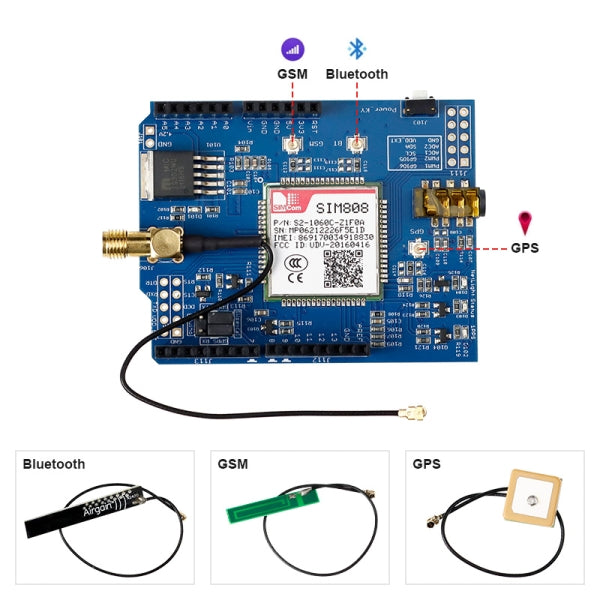 Home SIM808 GPRS/GSM+GPS+BLUETOOTH SHIELD